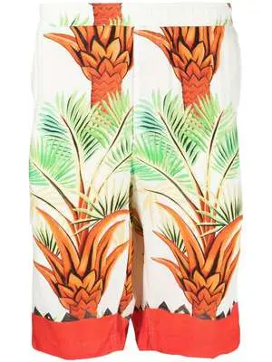 ENDLESS JOY Endless Joy Date Palm Motif-Print Bermuda Shorts Neutrals