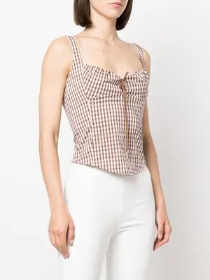 Patrizia Pepe Gingham-print Poplin Bustier Top