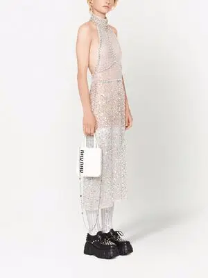 Miu Miu Embroidered Organza Halter Dress