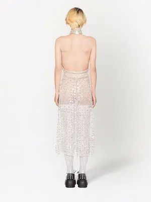 Miu Miu Embroidered Organza Halter Dress - White | Editorialist