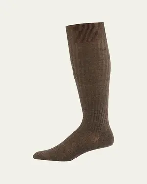 Pantherella Pantherella Laburnum Over-the-Calf Ribbed Merino Wool Socks Dark Brown
