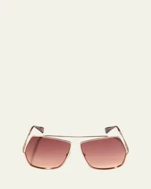 Max Mara Max Mara Elsa Geometric Sunglasses Yellow / Brown