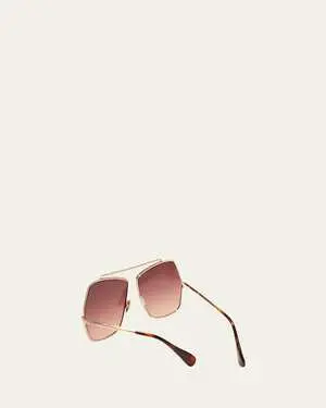 Max Mara Elsa Geometric Sunglasses - Yellow / Brown