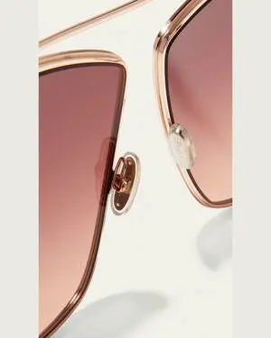 Max Mara Elsa Geometric Sunglasses - Yellow / Brown