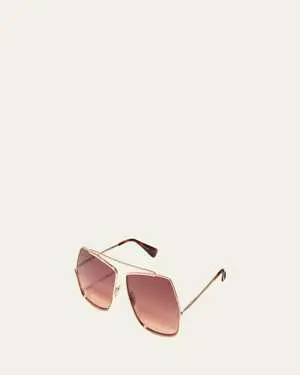 Max Mara Elsa Geometric Sunglasses - Yellow / Brown
