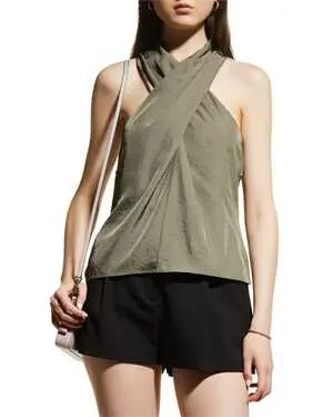 Theory Halter Solid Sleeveless Top Wllw