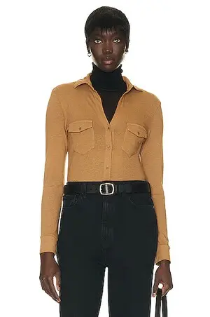 NILI LOTAN Liam Shirt In Brown