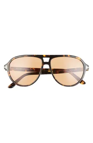 TOM FORD TOM FORD Jeffrey 59mm Pilot Sunglasses Coloured Havana / Brown