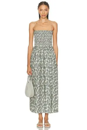 Matteau Shirred Bodice Dress - Vine