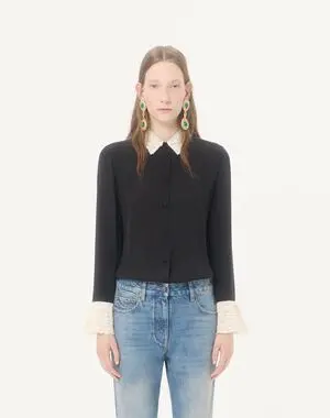 Valentino Garavani Georgette Blouse - Black/ivory