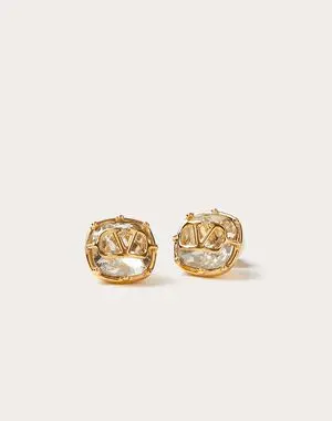 Valentino Garavani Vlogo Signature Metal And Swarovski® Crystal Earrings - Gold
