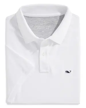 Vineyard Vines Edgartown Classic Fit Pique Polo Shirt - White Cap