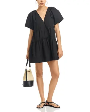 A.L.C. A.l.c. Camila Cotton Tiered Mini Dress - Black
