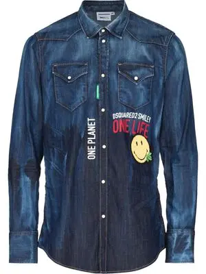 Dsquared2 Logo-print Detail Denim Shirt