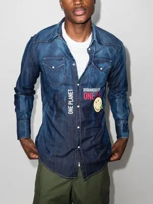 Dsquared2 Logo-print Detail Denim Shirt