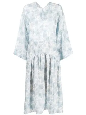 Vince Dahlia Floral-print Dress - Blue