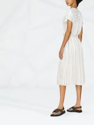 Vince Drapey Stripe Shirred Dress