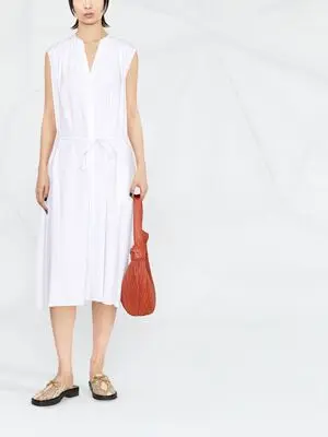 Vince Shirred Band Collar Dress - White