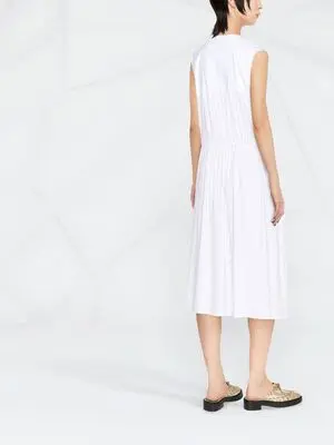 Vince Shirred Band Collar Dress - White