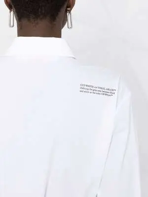 Off-White Slogan-print Shirt Dress - White