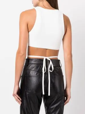 Alice + Olivia Latia Sleeveless Crop Tank Top - White
