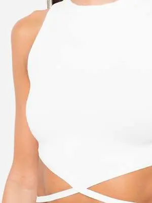 Alice + Olivia Latia Sleeveless Crop Tank Top - White