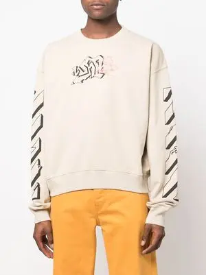Off-White Graffiti Print Crew-neck Sweatshirt