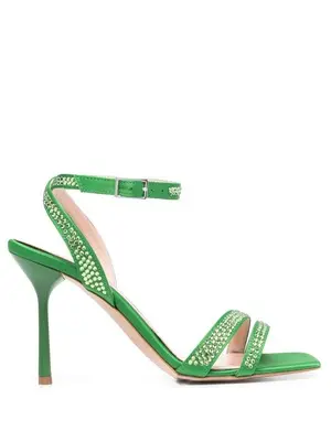 Liu Jo Crystal-embellished Leather Sandals - Green