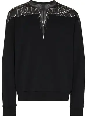COUNTY OF MILAN Wings-print Crew-neck Sweatshirt - Black