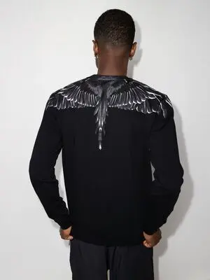 COUNTY OF MILAN Wings-print Crew-neck Sweatshirt - Black