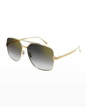 Cartier Rectangle Metal Aviator Sunglasses 001 Golden/grey