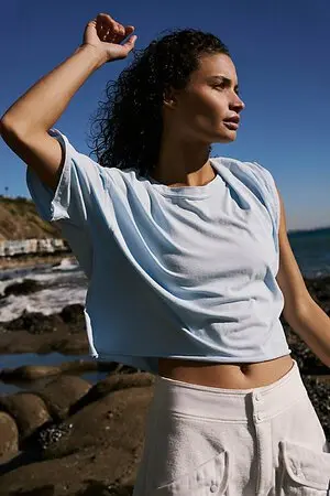 Free People FP Movement Inspire Cropped Tee Boardwalk Blue