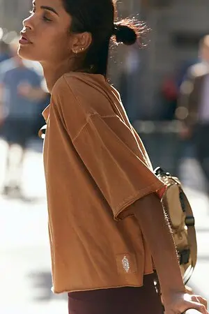 Free People FP Movement Inspire Cropped Tee Camel