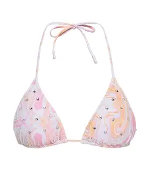 REINA OLGA Susan Embellished Bikini Top - Multicoloured