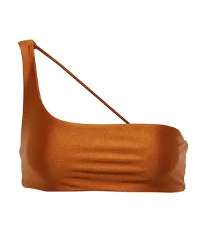 Jade Swim Apex One-Shoulder Bikini Top Brown