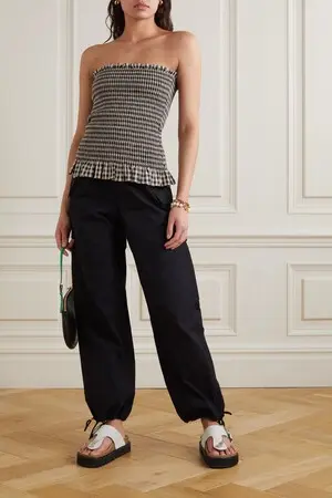 MOLLY GODDARD Kim" Shirred Ruffled Gingham Cotton Strapless Top