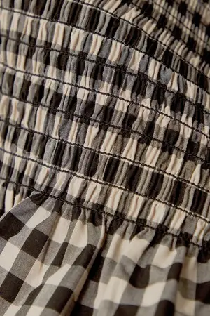 MOLLY GODDARD Kim" Shirred Ruffled Gingham Cotton Strapless Top