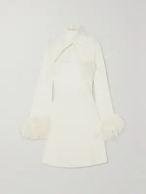 16Arlington Odessa Feather-trimmed Mini Dress