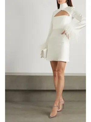16Arlington Odessa Feather-trimmed Mini Dress