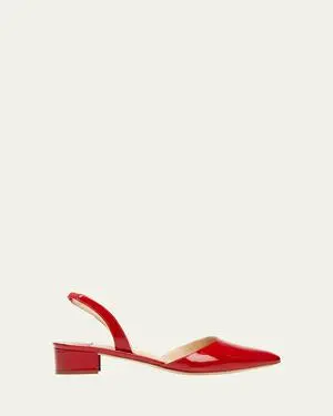 Manolo Blahnik Aspro Patent Slingback Ballerina Pumps - Red
