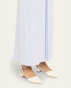 Manolo Blahnik Aspro Patent Slingback Ballerina Pumps - White