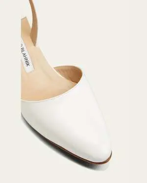 Manolo Blahnik Aspro Patent Slingback Ballerina Pumps - White