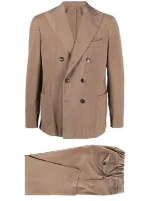DELL'OGLIO Double-breasted Wool Suit - Neutrals