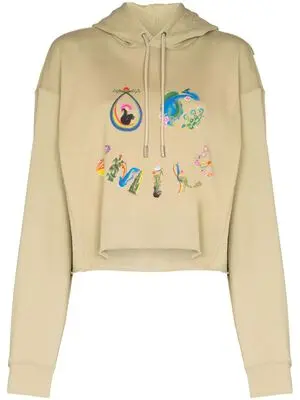 Opening Ceremony Smile-print Cropped Hoodie - Green