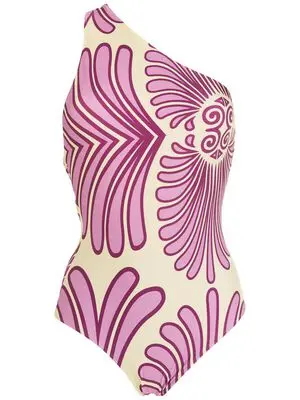 ADRIANA DEGREAS One-shoulder Printed Swimsuit - Purple