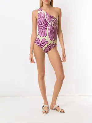 ADRIANA DEGREAS One-shoulder Printed Swimsuit