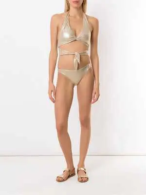 ADRIANA DEGREAS Metallic Halterneck Bikini Set