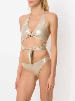 ADRIANA DEGREAS Metallic Halterneck Bikini Set