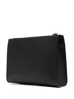 Bally Leather Clutch Bag With Signature Stripe Detail