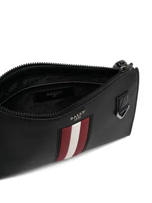 Bally Leather Clutch Bag With Signature Stripe Detail
